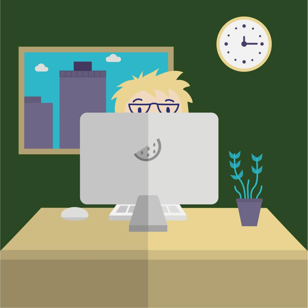 Free vector "Man on Computer"